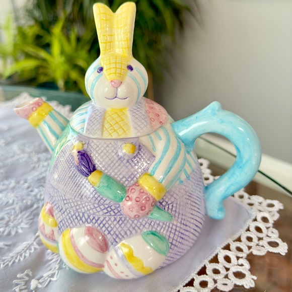 Lotus | Dining | Adorable Vintage Spring Easter Bunny Pastel Teapot ...